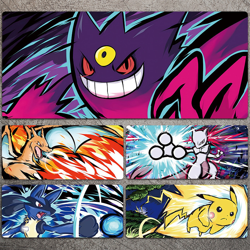 Pokemon Cartoon Mouse Pad Large Anime Pikachu Gengar Computer Keyboard ...