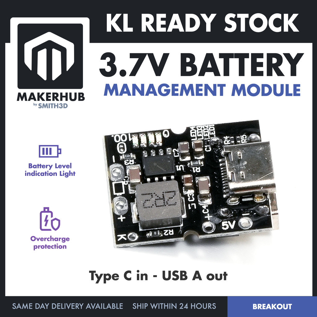 5V2A Lithium BMS Module with Step Up Convertor Type C in USB A Out ...