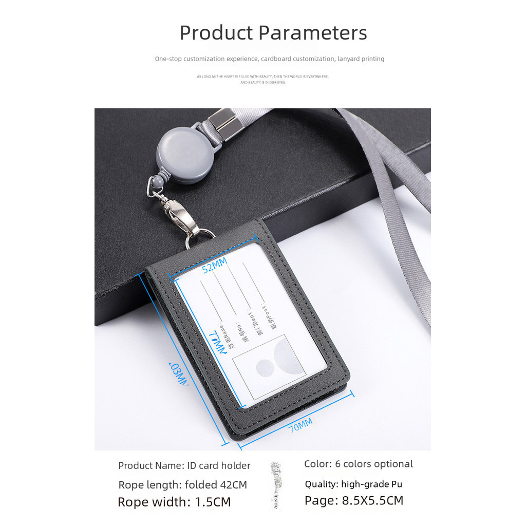 Separate Work Card Holder Lanyard pu Dual Card Holder Badge Card ID ...