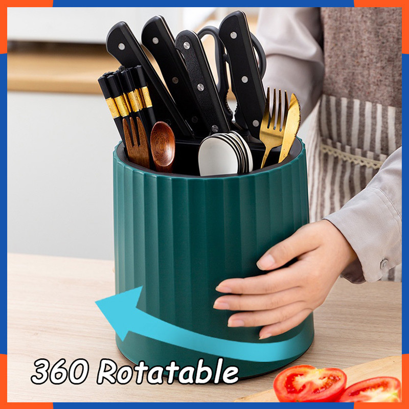 Cutlery Holder 360° Rotating Multifuntion Chopstick Holder Spoon Fork ...