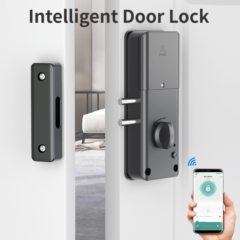 No Drilling Smart Door Lock Ic Card Invisible Sensor Lock Entry ...