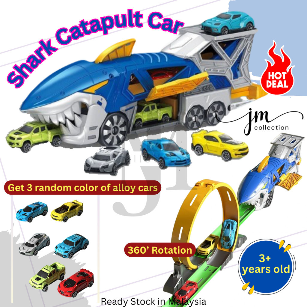 Ready Stock !! Children Toys Shark Catapult Car Model Set Car Parking ...