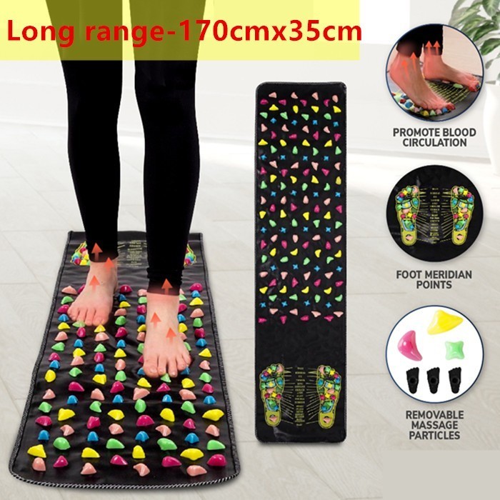 Pebble Foot Massage Walking Mat Pad Long Reflexology Acupressure Toe ...