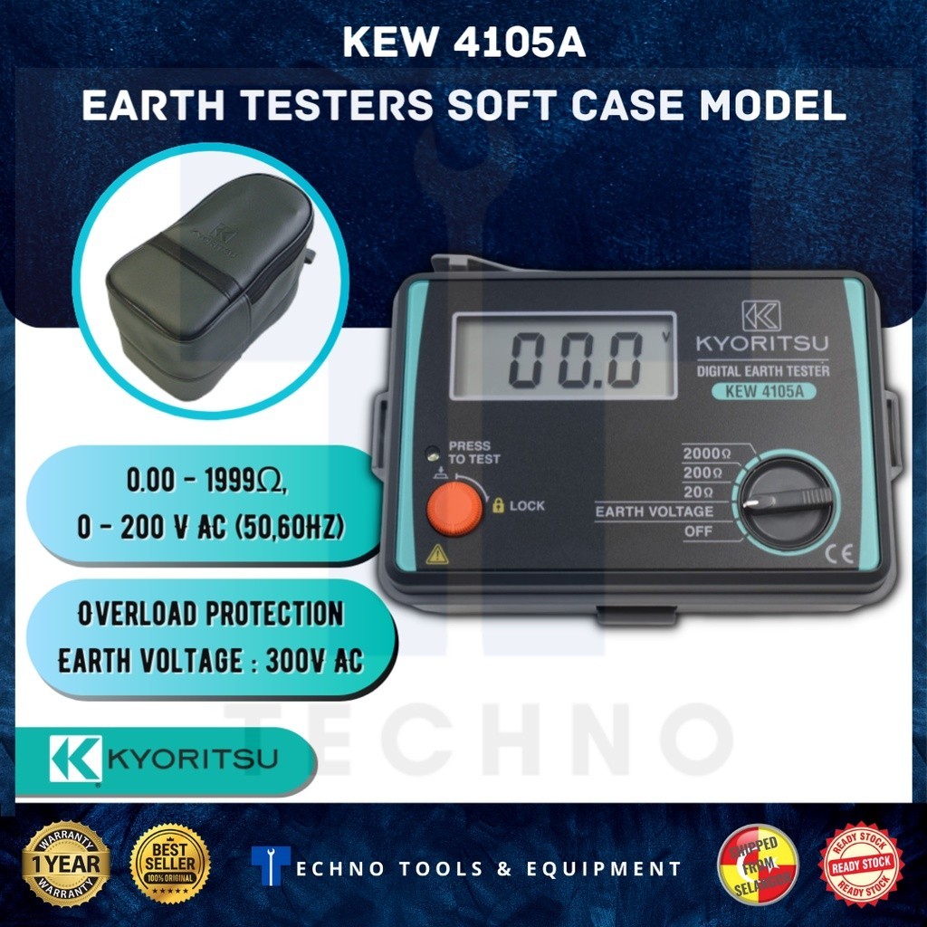 KYORITSU 4105A Digital Earth Tester Multimeter Resistance Meter (Soft ...