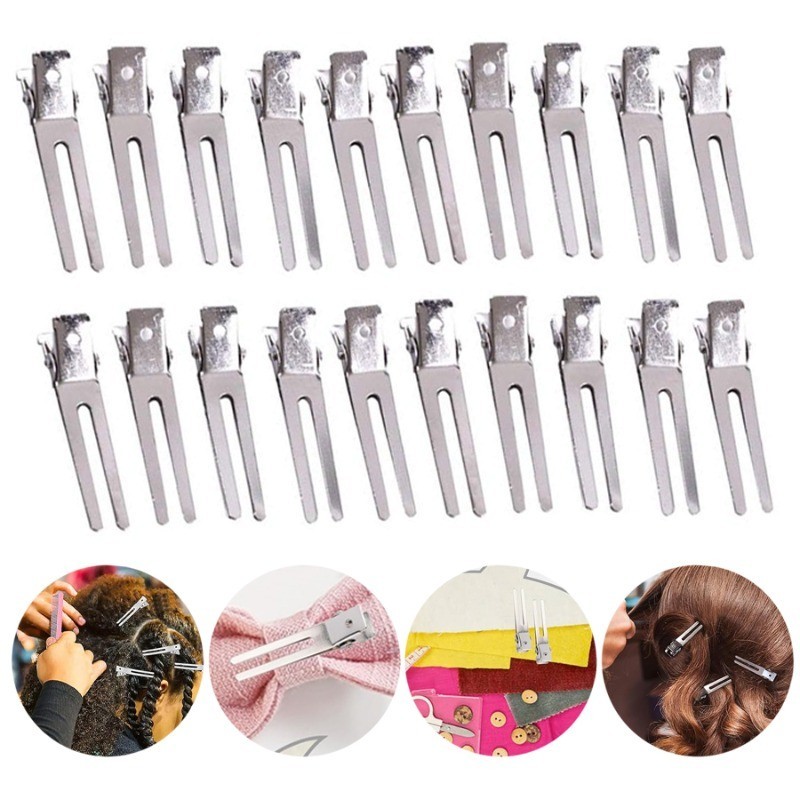 20Pcs Double Prong Pin Curl Clips,1.8" Hairdressing Roller Alligator ...