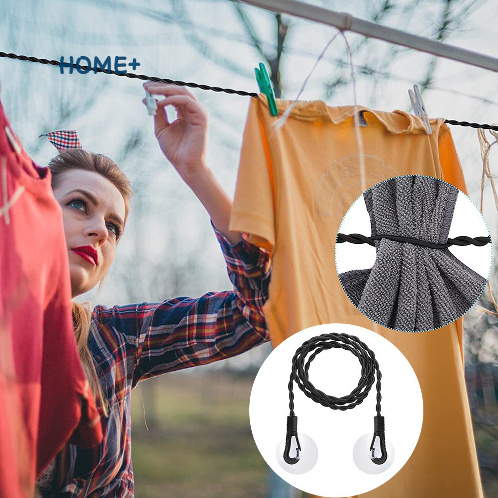 Travelling Stretch Clothesline With Hooks Suction Cup Easy Carrying ...