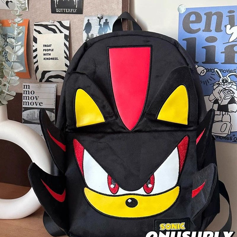 Sonic Sonic Sonic Kid Shadow Black Plush Couple Cartoon Book Bag Female ...