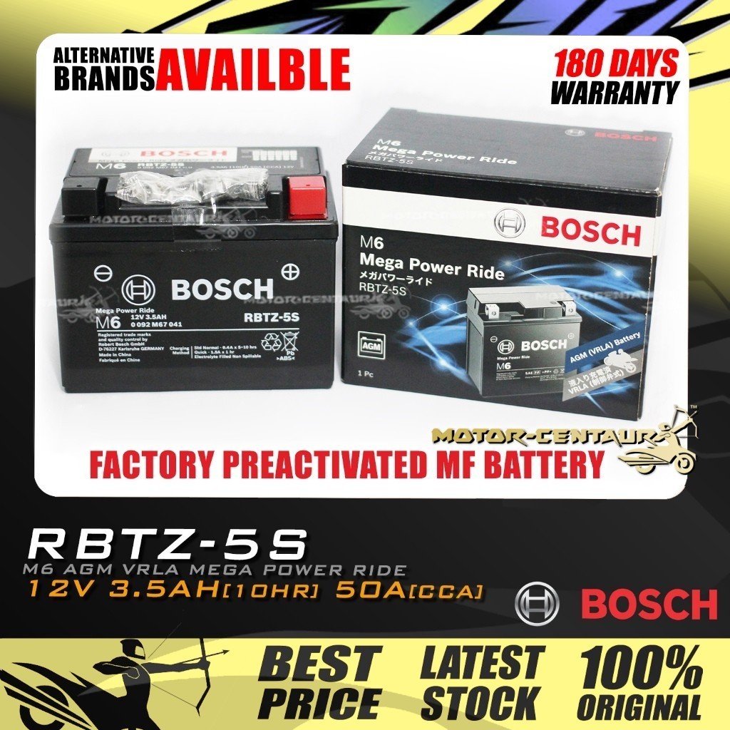 BATERI MOTOSIKAL BOSCH VRLA AGM BATTERY M6 MEGA POWER RIDE RBTZ-5S ...