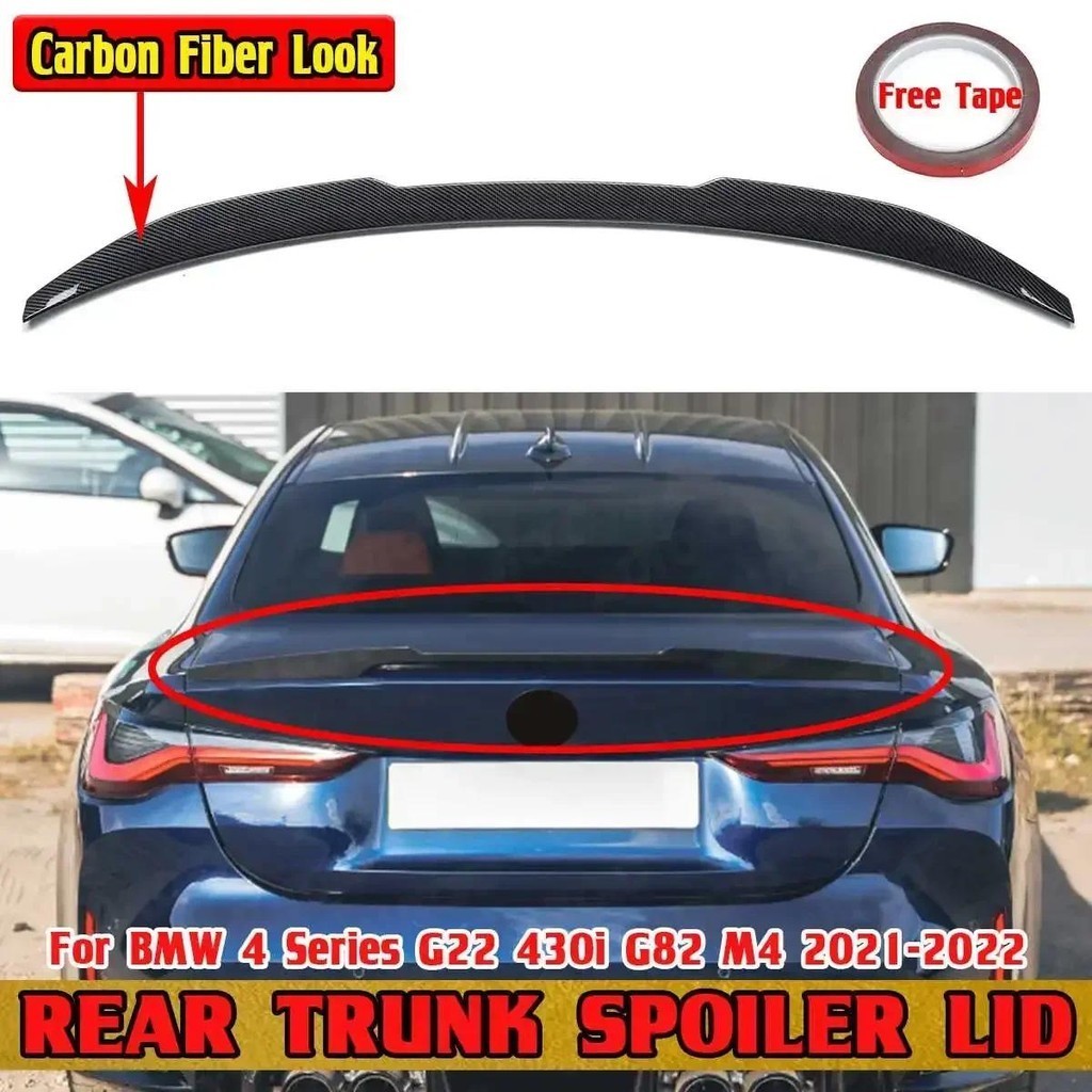 Black/Carbon Fiber Look Car Rear Spoiler Wing Lip For BMW 4 Series G22 ...