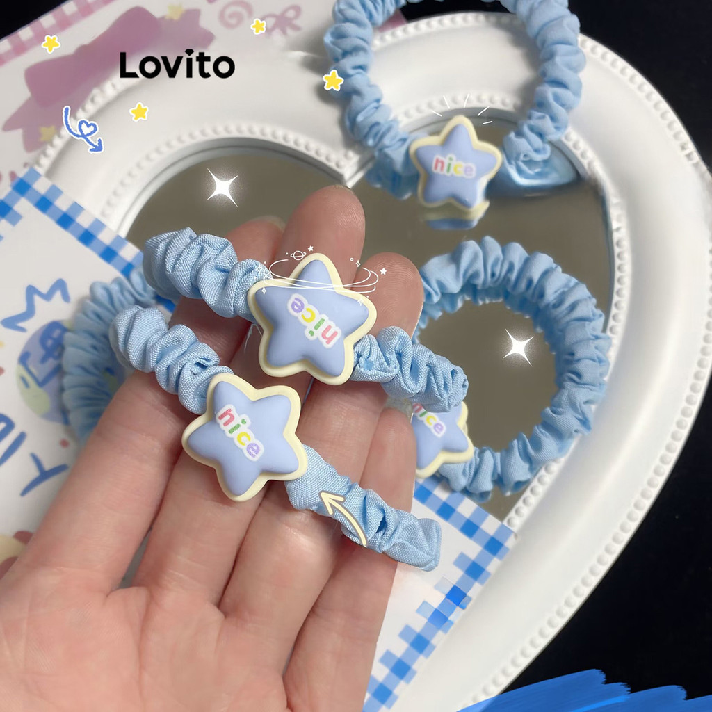 Lovito Cute Cartoon Star Frill Hair Ties for Women LFA33048 Lovito ...