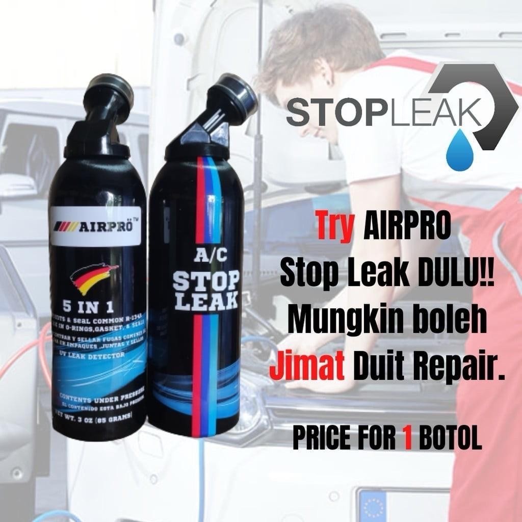 AIRPRO DIY TOP UP STOP LEAK AC GAS + OIL TREATMENT CAR AIR COND R134 ...