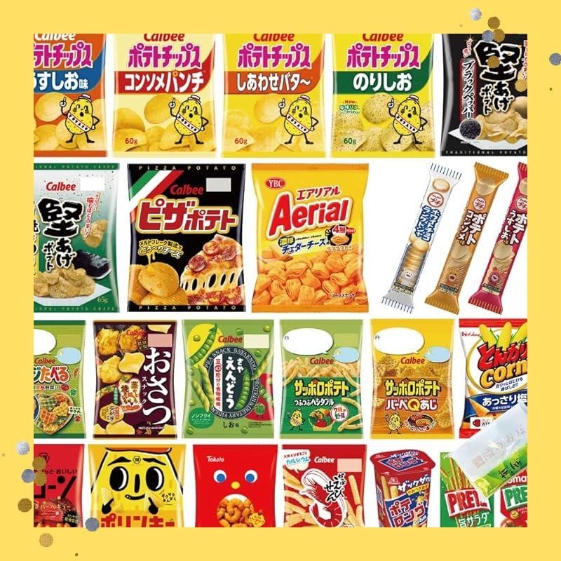 Calbee, Koikeya, 24 kinds of snacks assortment set including potato ...
