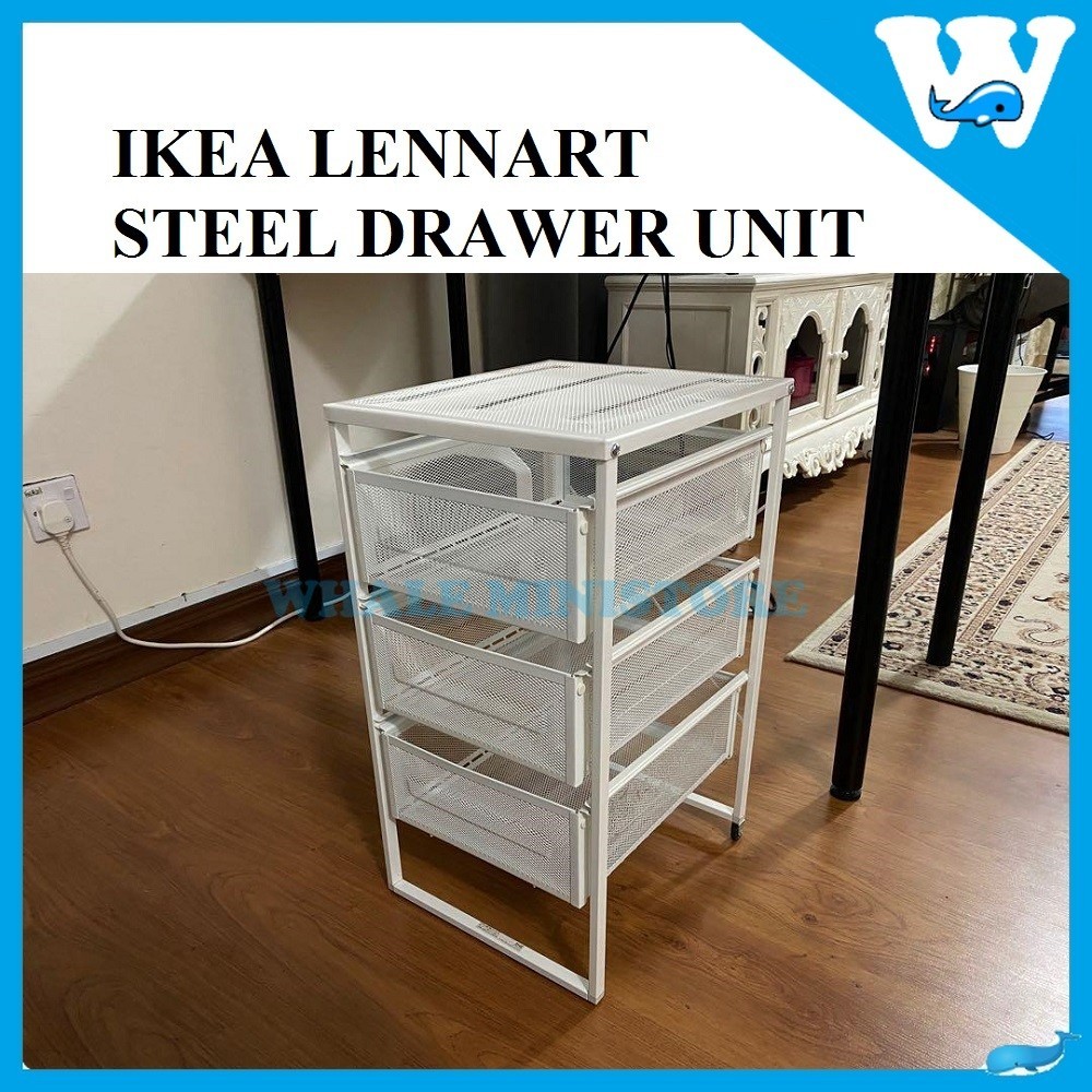 IKEA STEEL OFFICE DRAWER UNIT WITH CASTOR WHEELS 30X34X56CM / RAK BESI ...