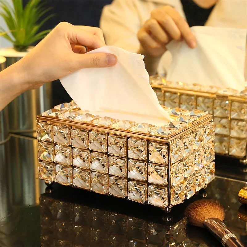 Luxury Gold Crystal Tissue Box Kotak Emas Tisu Emas Kotak Tisu Kristal ...