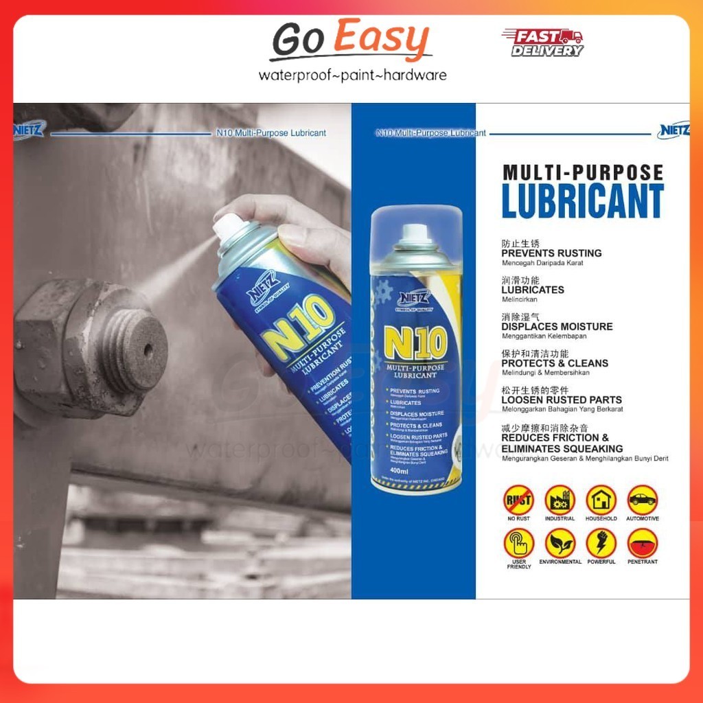 NIETZ N10 Multi-Purpose Lubricant Spray 400ML l WD-40 l RP7 l Anti Rust ...
