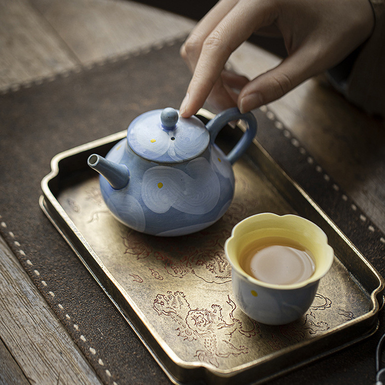 Starry Sky Blue Teapot Ceramic Teapot Small Teapot Teapot Flower Teapot ...