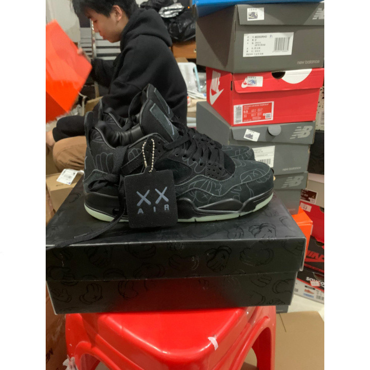 2024New Kaws x Air Jordan 4 Retro Black Men's Running Shoes AJ4 ...