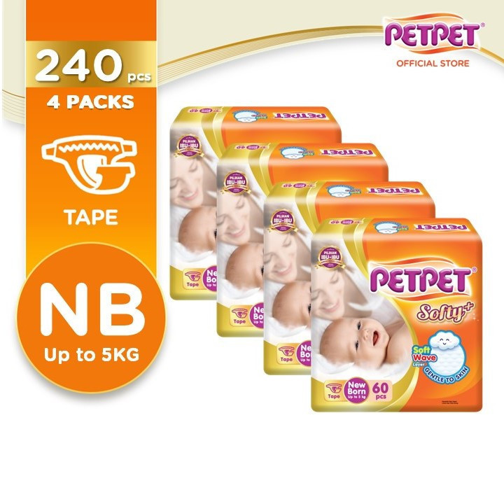 Newborn baby PETPET Tape Softy+ Diaper Jumbo Pack Lampin Pakai Buang ...