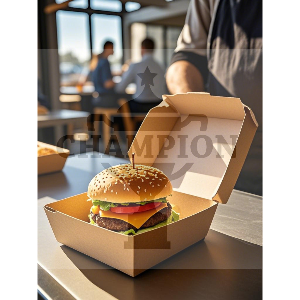 Eco-Friendly Brown Paper Burger Box – 50 Pcs | Grease-Resistant Food ...