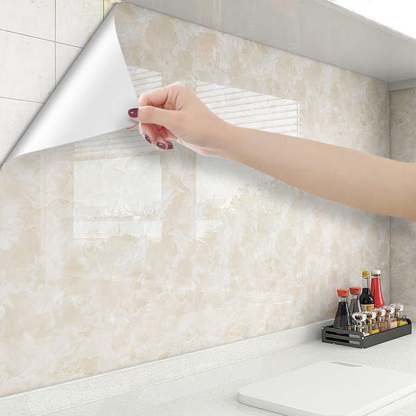 hiasan bilik tidur wallpaper marble dinding Pelekat kalis minyak dapur ...