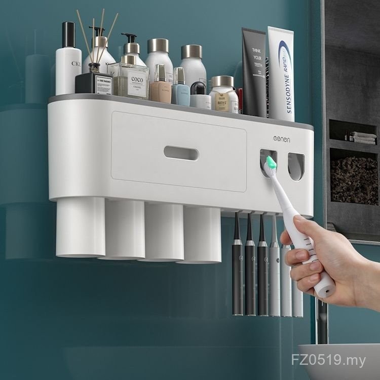 Set Toothbrush Storage Box Wall-Mounted Mouthwash Brushing Cup Wall ...