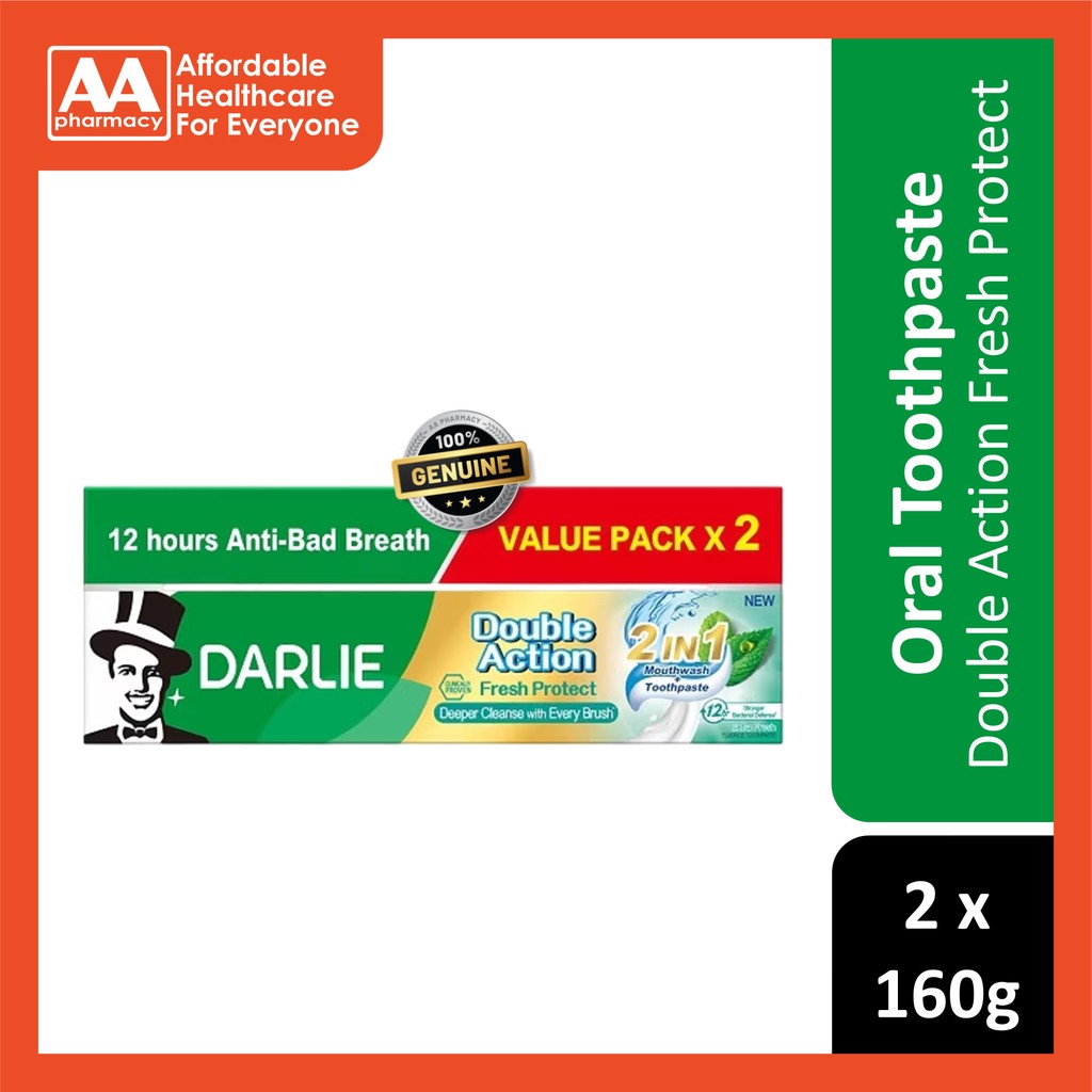 Darlie Double Action Fresh Protect 2 in 1 Mouthwash + Toothpaste Twin ...