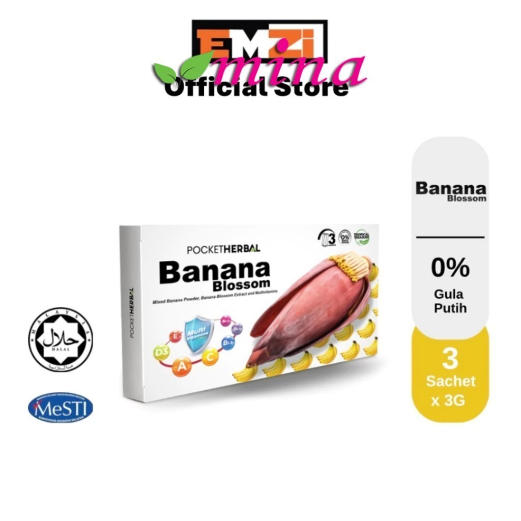 EMZI Banana Blossom Extract (3 Sachet x 3g) Powder Pocket Herbal Pisang ...