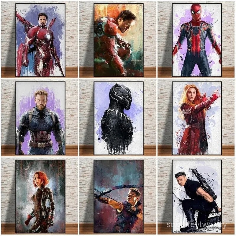 Disney Canvas Painting Marvel Superhero Avengers Posters Prints Iron ...