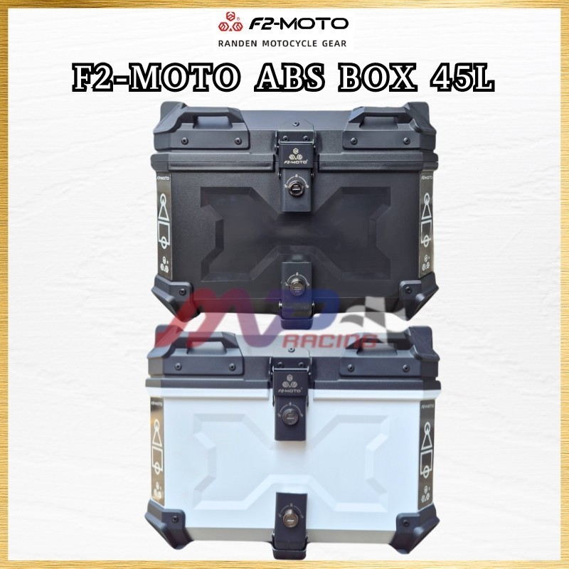 F2-MOTO Top Box 45L Triple Black ,hitam putih ,ABS,universal box ...