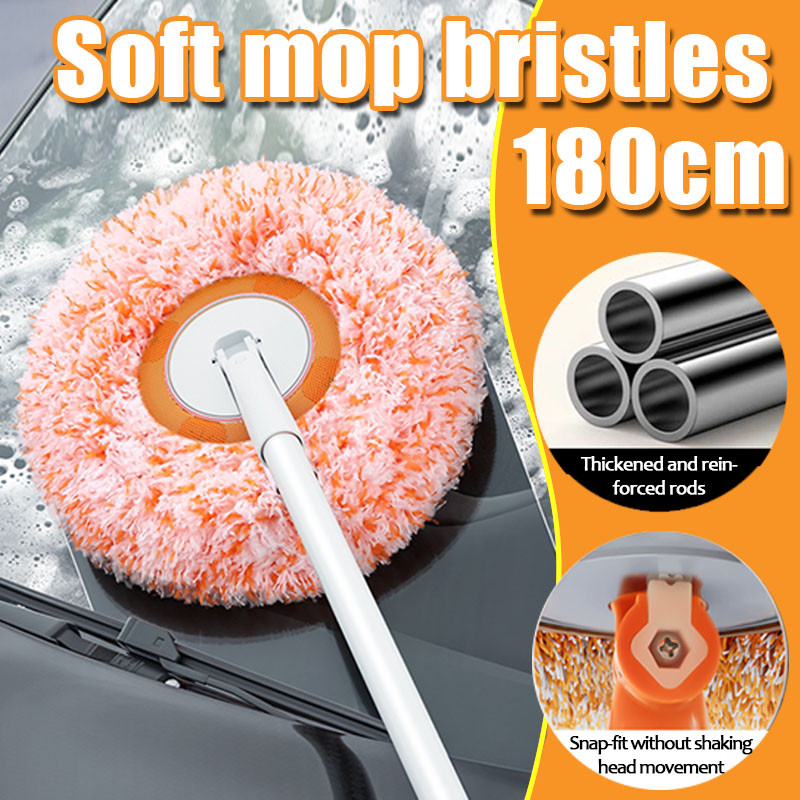 Orange Sunflower Mop Extendable Microfiber Dust Rotating Head Removable ...