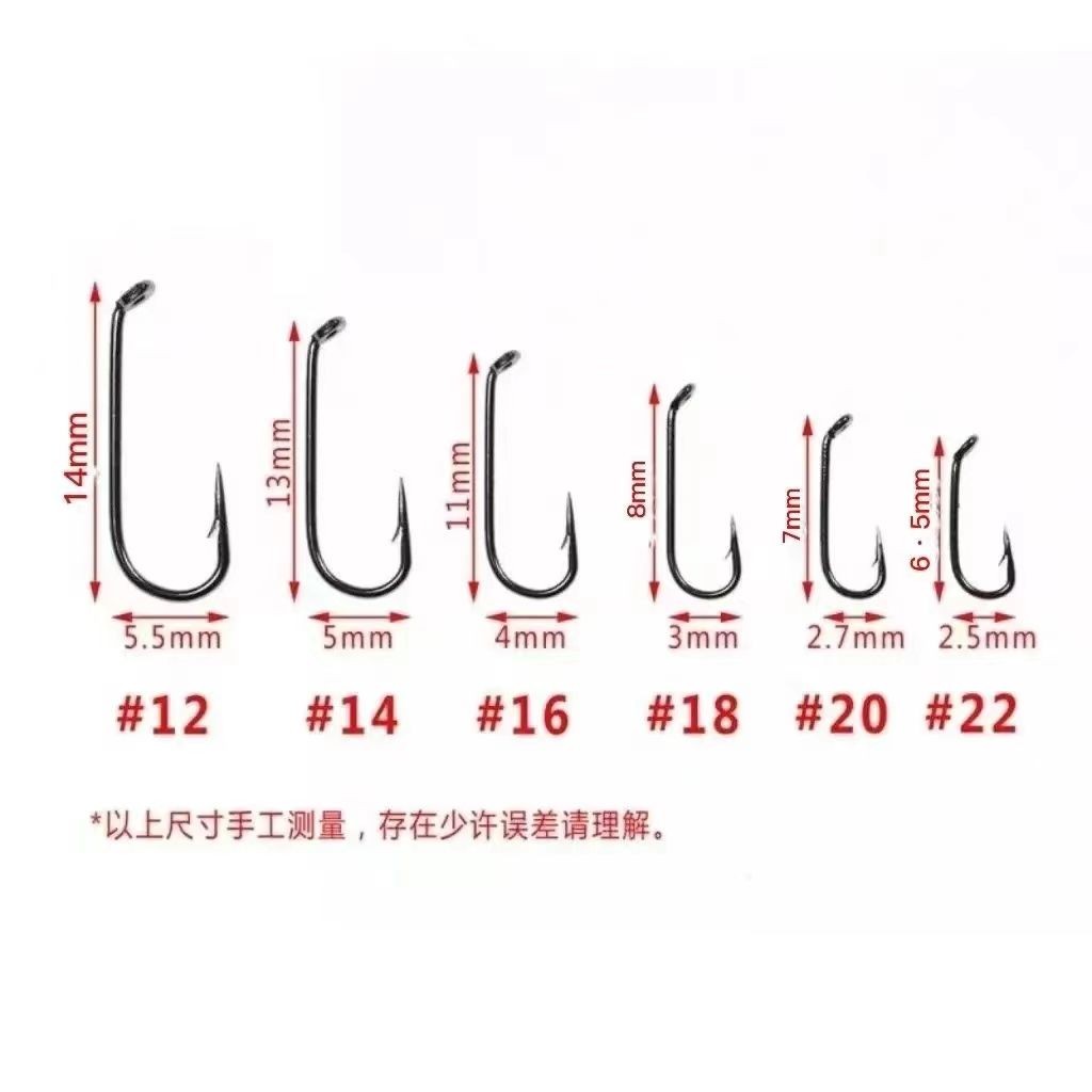22#20#18#16#14#12#飞蝇钩 Dedicated Bare Hook Full Set Dry Hook Black ...
