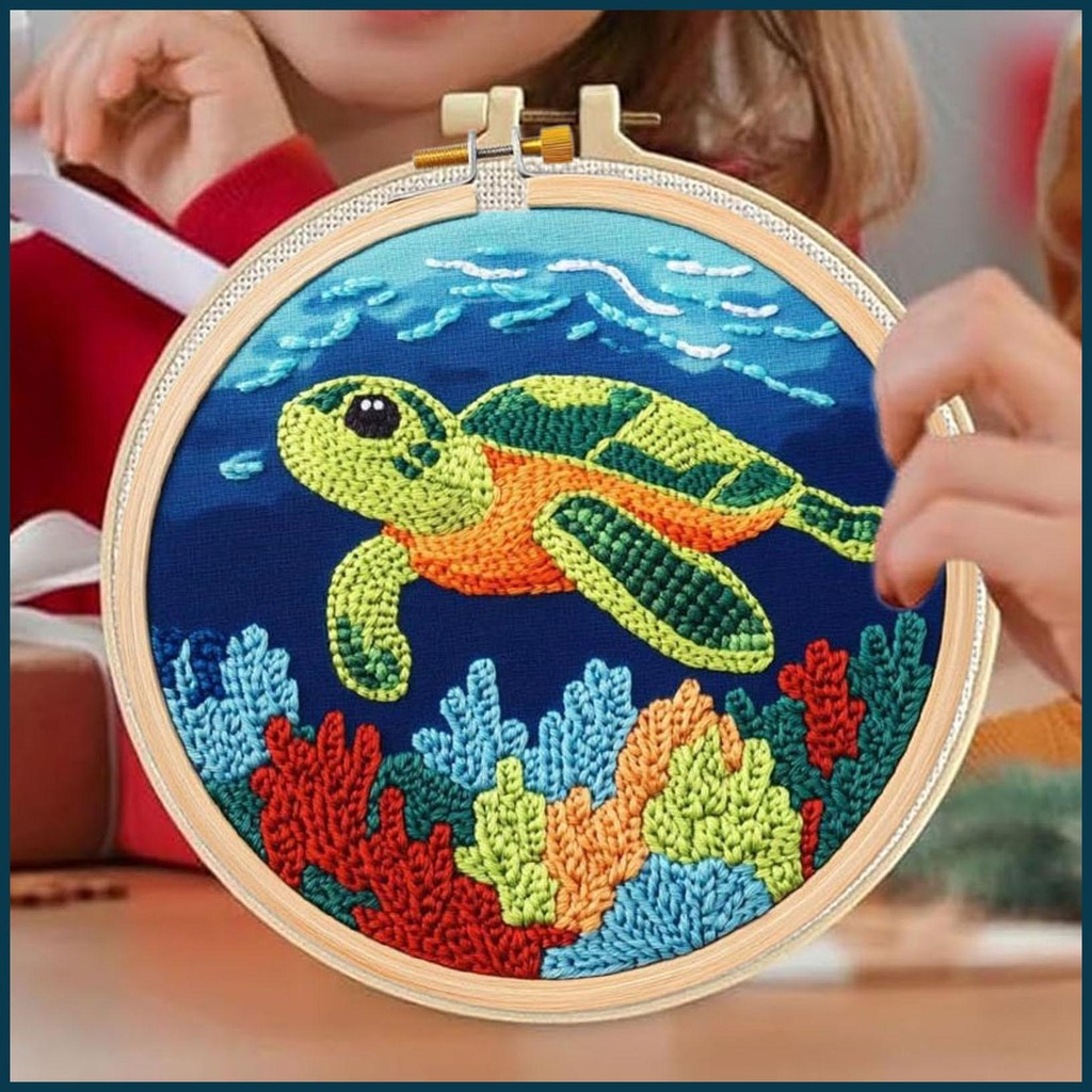 Punch Needle Embroidery Kit Turtle Pattern Stitching Punch Needle Kit ...
