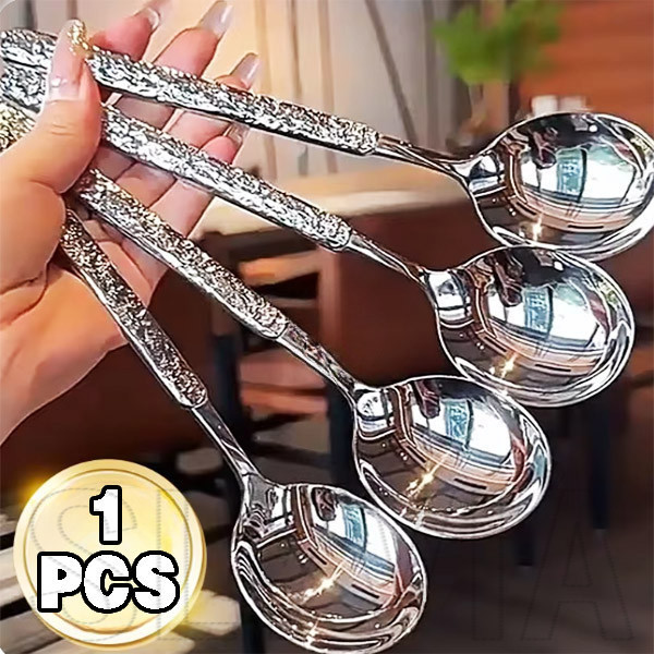 SLXC-Long Handled Large Soup Spoons - Stainless Steel Ice Crack Dessert ...