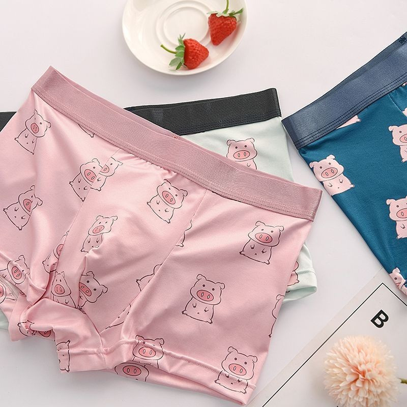 Men's underwear boxer milk silk funny cute cartoon printed boxer ...