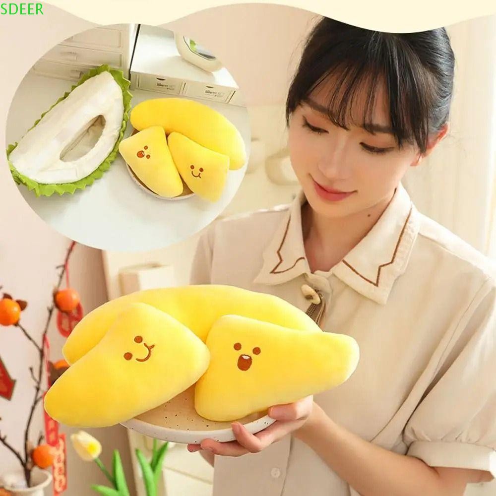 SDEER Detachable Durian Plush Toy, Collection Fluffy Fruit Durian Plush ...