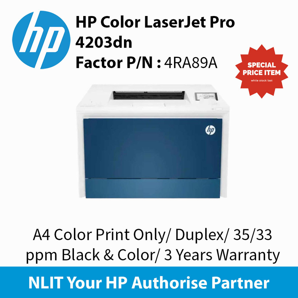 HP Color LaserJet Pro 4203dn ( 4RA89A) A4 Color Laser Print Only ...