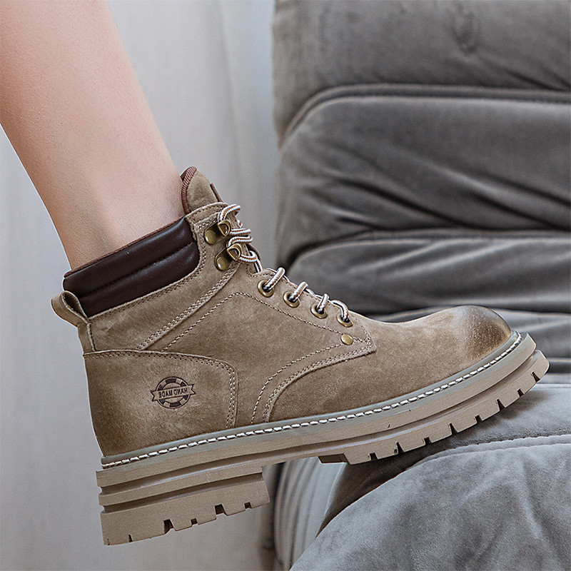 3008-2 Kasut Martin Motosikal Retro Khaki untuk Wanita dengan Tapak ...