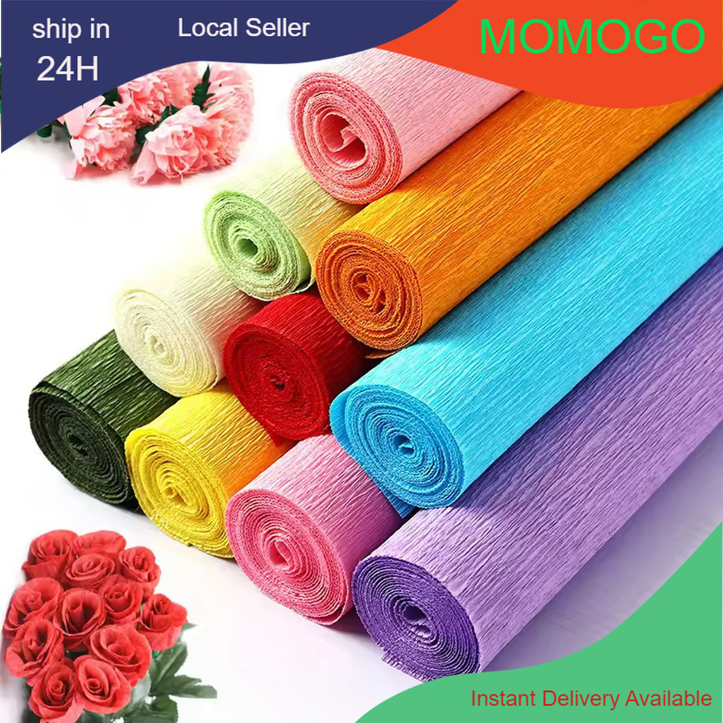 50cm x 200cm Colored Crepe Paper Roll Flower Wrapping Wedding Party ...