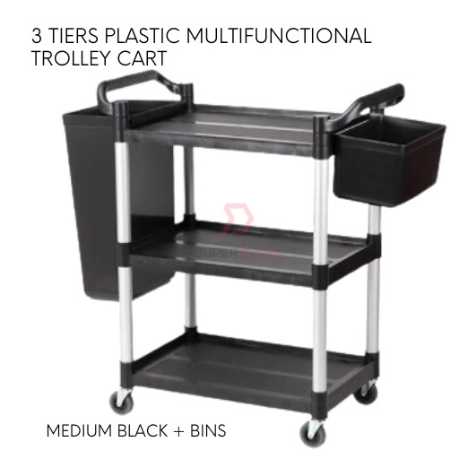 Medium Black Plus Bins 3 Tiers Plastic Multifunctional Food Court ...