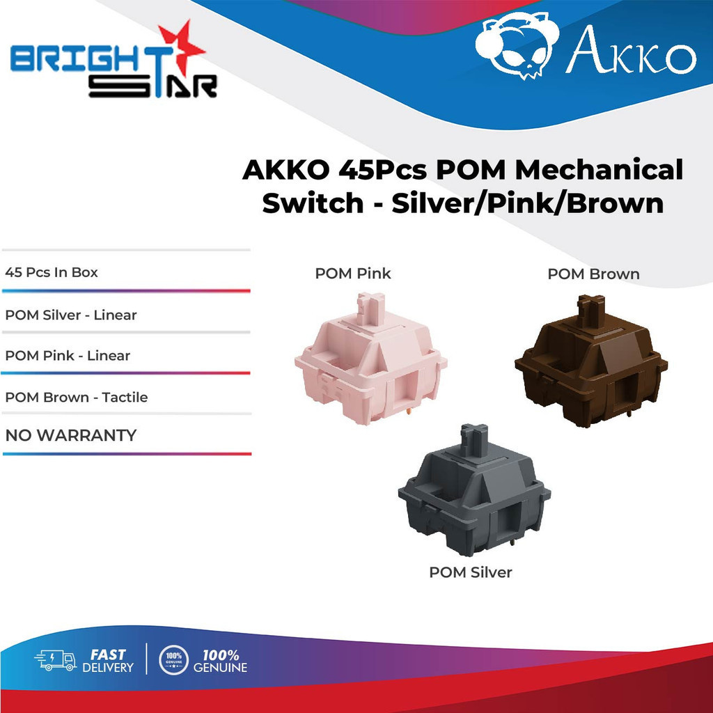 AKKO POM Mechanical Switches 45Pcs Per Pack - POM Silver/POM Pink/POM ...