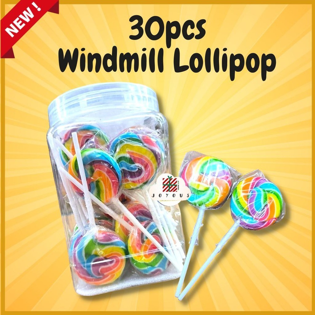 30pcs Ali Swirl Lollipop Rainbow Windmill Lollipop candy dalam bekas ...