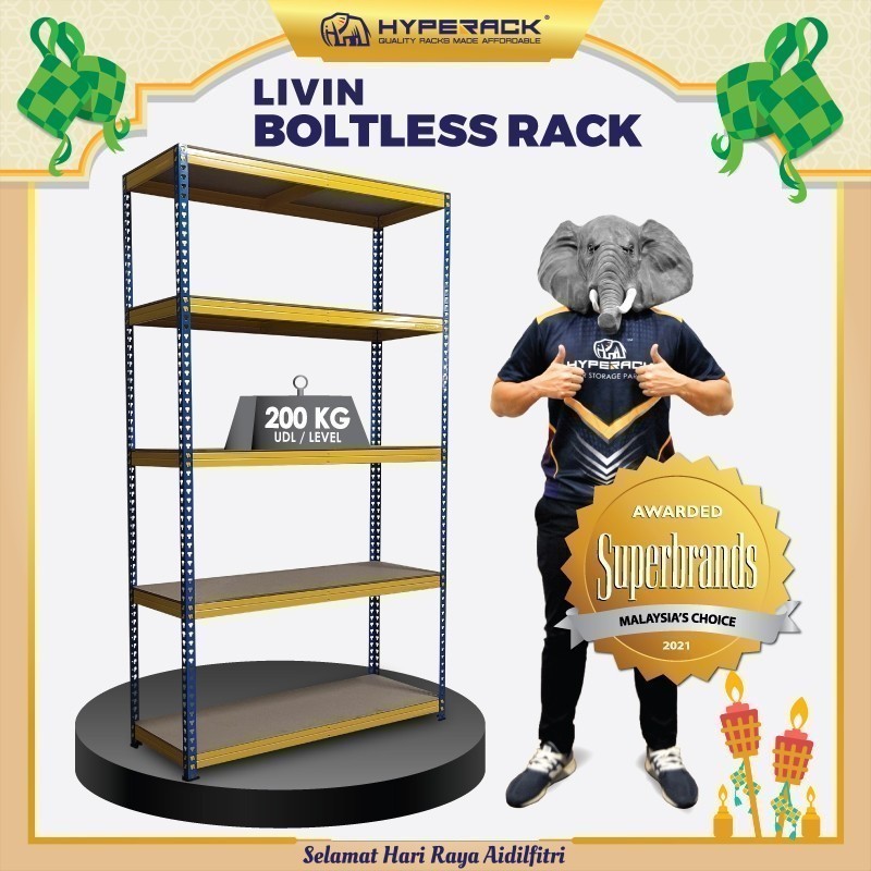 SUPERACK Livin Rack Blue&Yellow Boltless Rack 5 Levels Shelf Rack ...