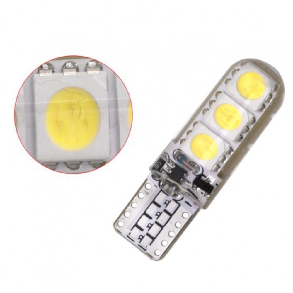 2X T10 5050 6SMD Car LED Indicator Light White for License Plate High ...