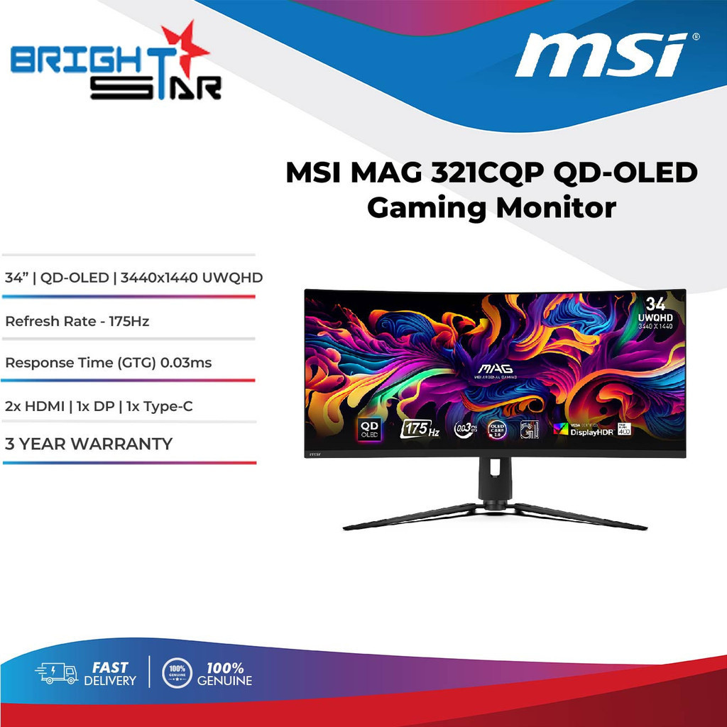 MSI MAG 341CQP QD-OLED 34" UWQHD 175Hz Curved Gaming Monitor | Shopee ...