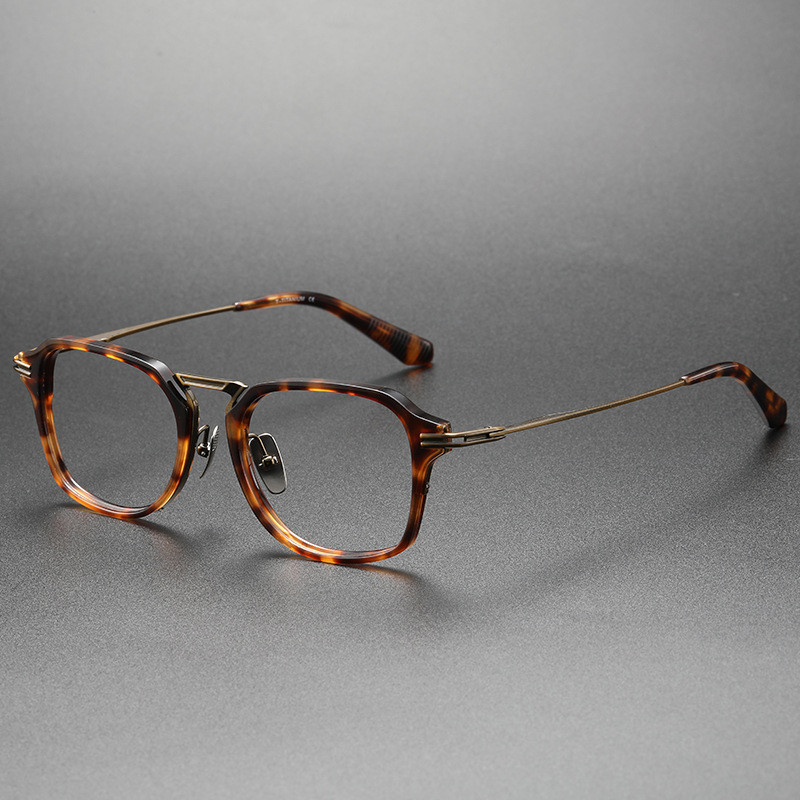 155mm Handmade Glasses Frame Pure Titanium Eyewear Men Women Square ...