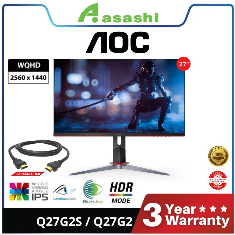Aoc Q27G2S / Q27G2 27" IPS QHD 155Hz 1MS Adaptive Sync Gaming Monitor ...