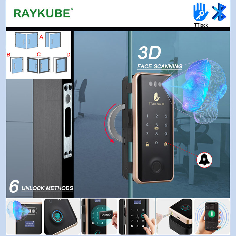 RAYKUBE FS1 TT Lock 3D Face Recognition Smart Lock For Glass Door ...