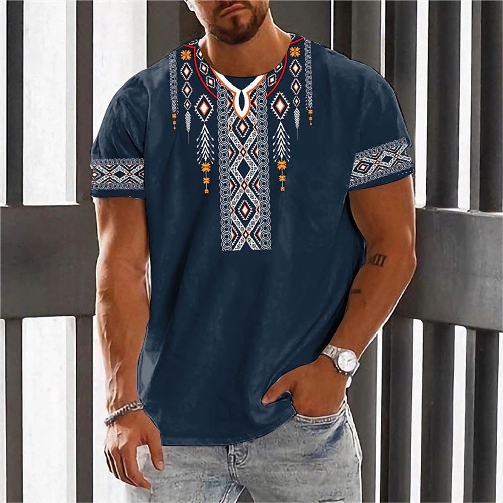 Vintage Ethnic Style Men's T Shirt Dashiki Traditional Wear Clothing ...