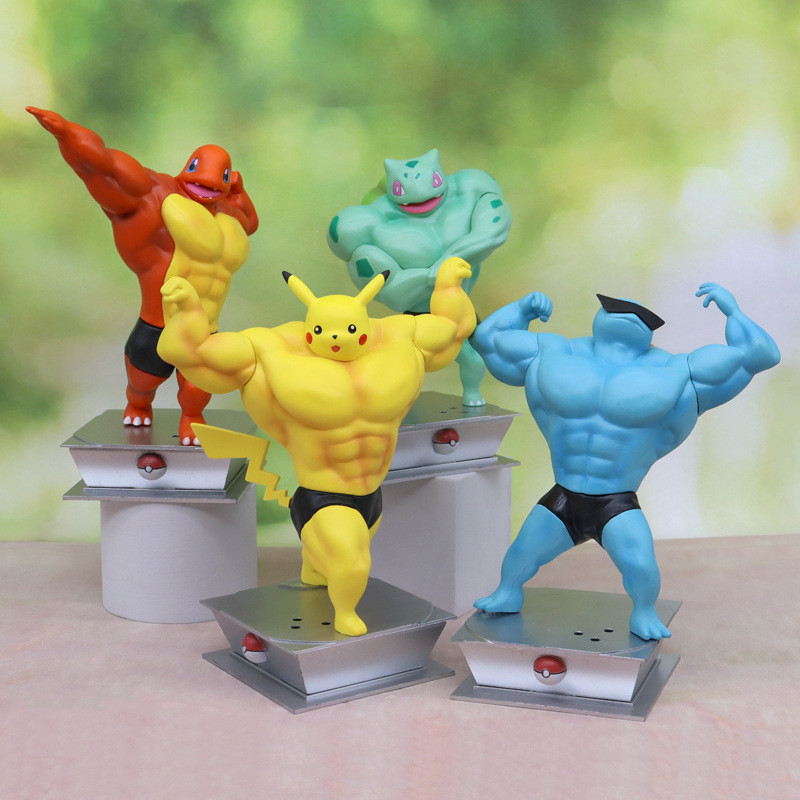 Pokemon Muscle Macho Pikachu Charizard Jenny Turtle Frog Seed Figure ...