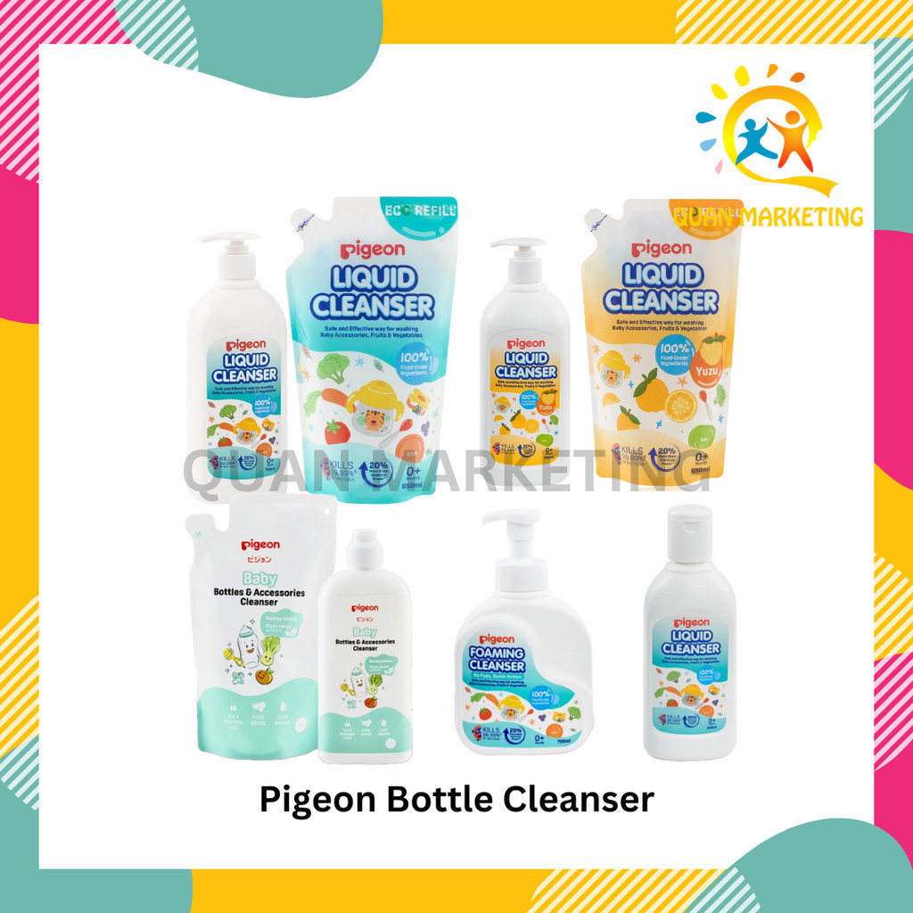 PIGEON Bottle Cleanser (combo 700ml+650ml Original/Yuzu / Refill Pack ...